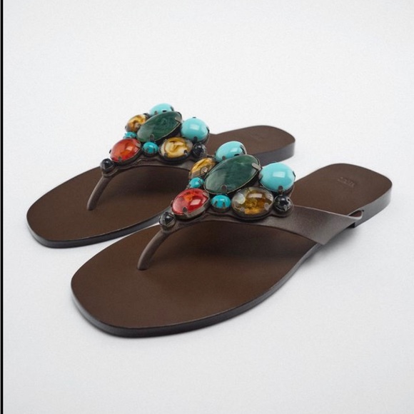 Zara | Shoes | Nwt Zara Gem Sandals | Poshmark